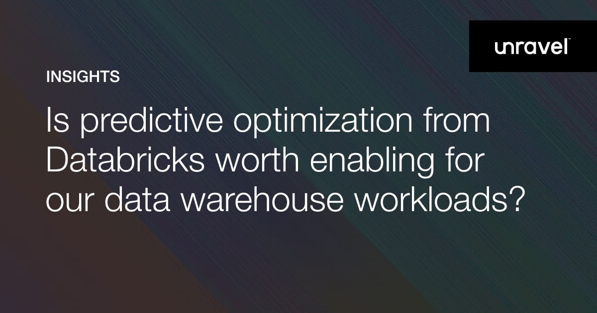 Is predictive optimization from Databricks worth enabling for our data warehouse workloads ...